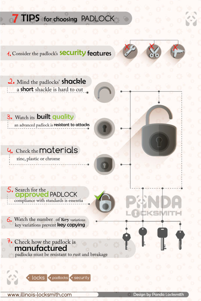 7 tips for choosing padlock infographic - Panda Locksmith Chicago